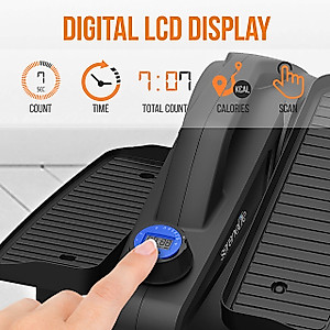 SereneLife Compact Ergonomic Seated Under Desk Exercise Elliptical Machine Mini Exerciser with 8 Resistance Level, Resistance Band LCD Monitor Home Office Leg Exercise Equipment for Seniors Adults