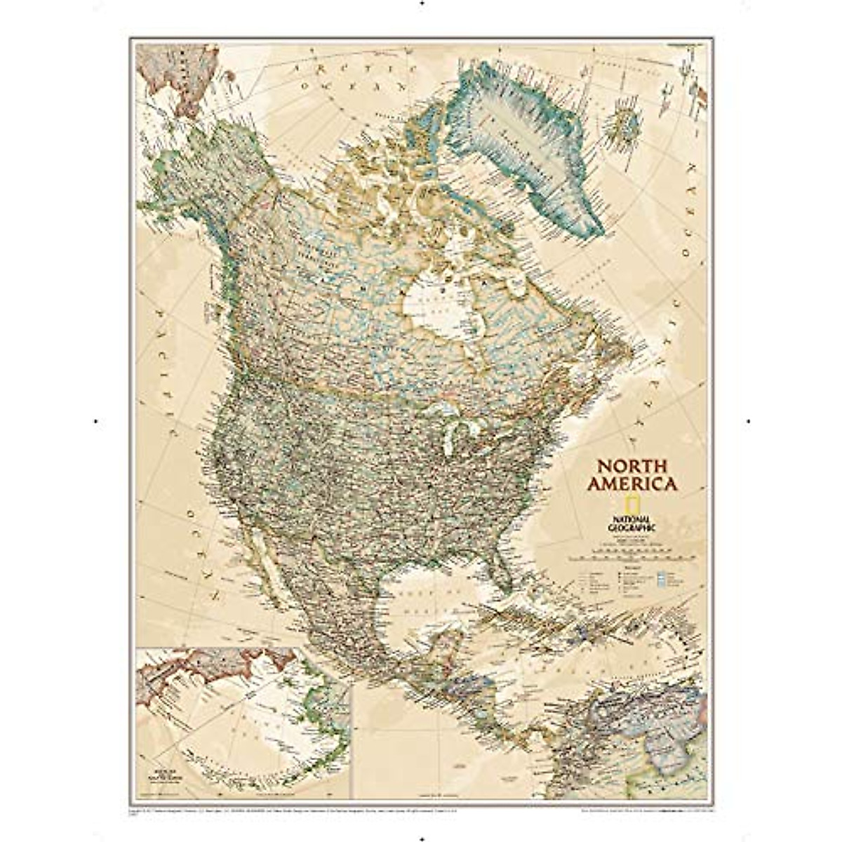National Geographic: North America Executive Wall Map - Antique Style - 23.5 x 30.25 inches - Art Quality Print