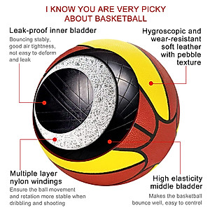 MINDCOLLISION 37" Oversized Training Basketball, Soft PU Leather, Builds Basic Skills, Wrist Strength, Shooting Curve, Size 9 Weighted Overweight Ball, 1Kg (2.2Lbs)