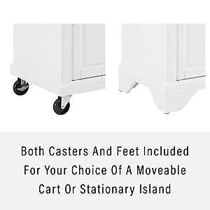 Crosley Furniture Avery Rolling Kitchen Island Storage Cart with Shelves, Microwave Stand, Coffee Bar, Distressed White