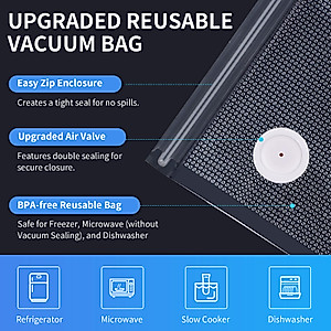 AIRMSEN Handheld Vacuum Sealer for Food Preservation & Storage, Portable Mini Vacuum Sealer with 11 PCS Reusable Sous Vide Bags and 2 PCS Vacuum Wine Sealer