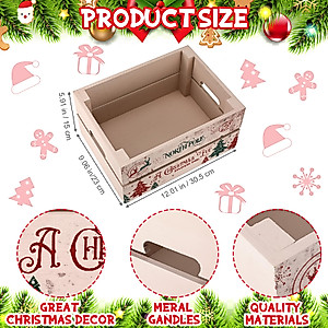 Soaoo Christmas Eve Gift Box Christmas Crate Wooden Christmas Box Xmas Santa Box for Kids Christmas Eve Crate Christmas Decor Reindeer Decor Holiday Winter Party Decor Ornaments Supplies (Wood)