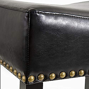 Christopher Knight Home Lisette Backless Leather Barstools, 2-Pcs Set, Black