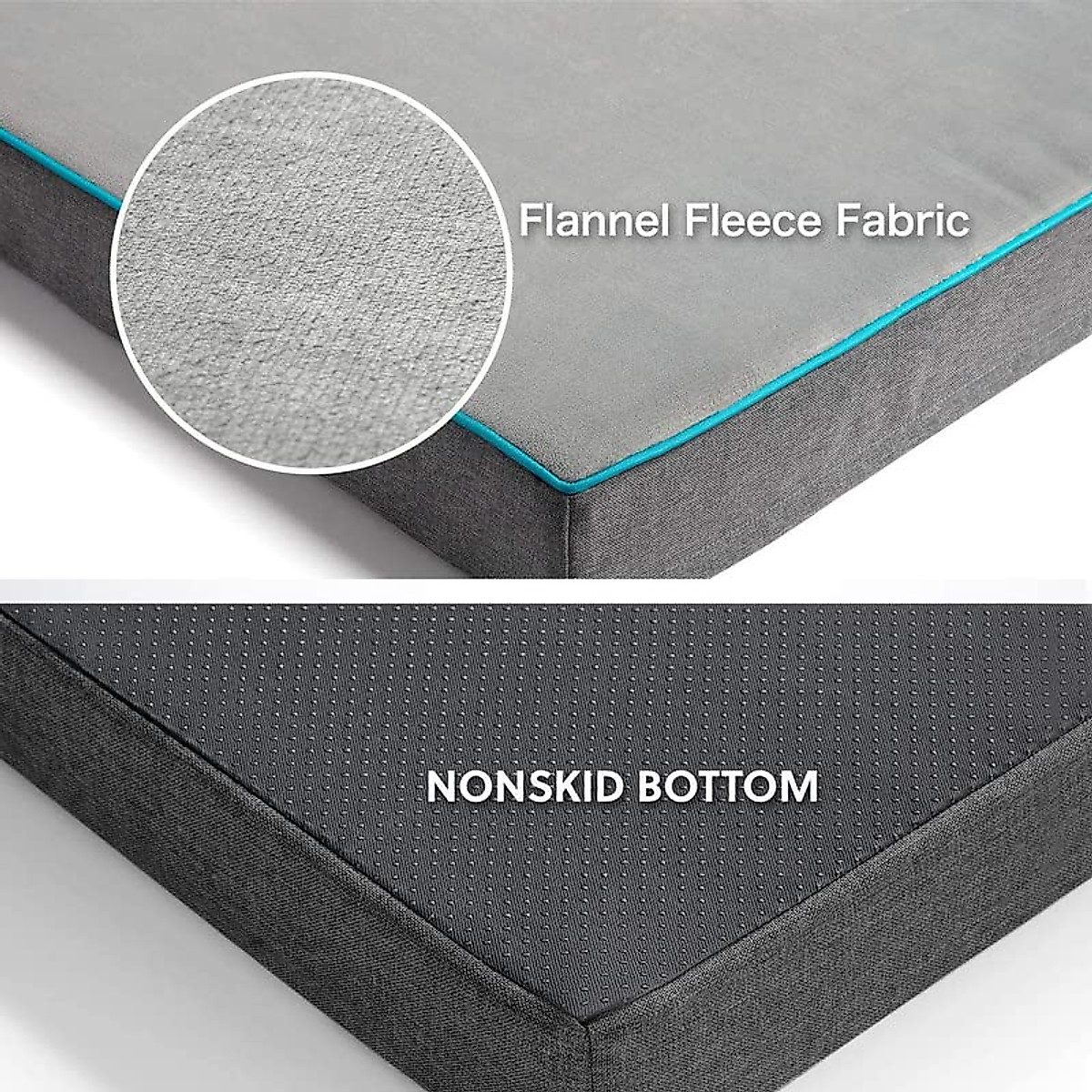 Bedsure Memory Foam Dog Bed for Large Dogs - Orthopedic Waterproof Dog Bed for Crate with Removable Washable Cover and Nonskid Bottom - Plush Flannel Fleece Top Pet Bed, Grey