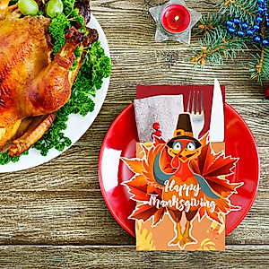 24 Pcs Thanksgiving Cutlery Holder Set Turkey Cutlery Silverware Holder Paper Pocket Thanksgiving Turkey Utensil Décor for Autumn Fall Harvest Party Favor Supply Table Decoration