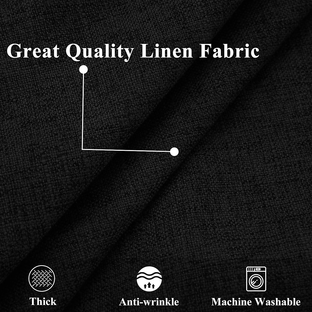 decorUhome Decorative Outdoor Throw Pillow Covers 18x18 Set of 2, Square Linen Rustic Farmhouse Pillow Covers with Stitched Edge for Couch, Sofa, Living Room, Black