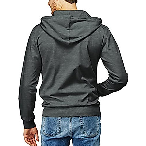 H2H Mens Slim Fit Zip Up Lightweight Long Sleeve Hoodies CHARCOAL US S/Asia M (CMOHOL048)