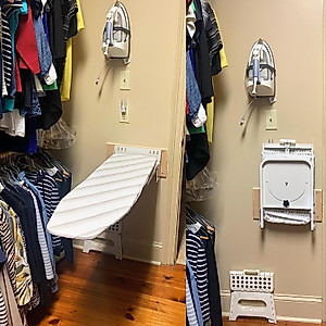 uyoyous Wall Mounted Ironing Board 37 x 13 Inch Foldable Ironing Boards with Heat Resistant Cover 180° Rotation Space-Saving Ironing Boards with English Manual