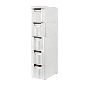 Storage Cabinets 5-Tire Rolling Cart Organizer Unit with Wheels Narrow Slim Container Storage Cabinet for Bathroom Bedroom