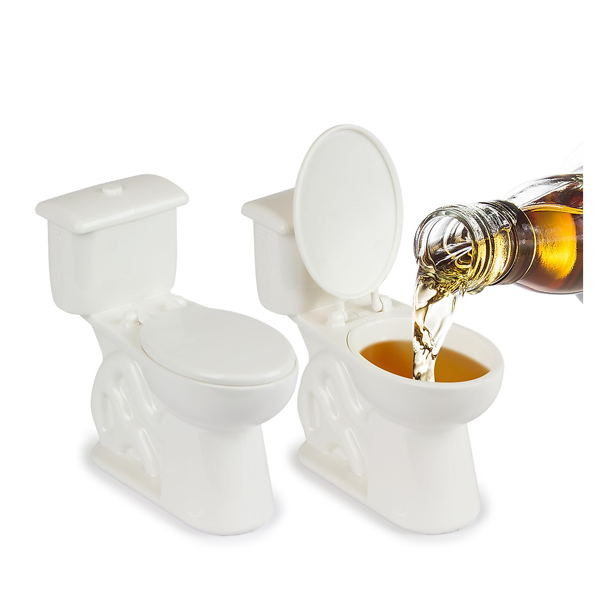 Throne Shots: Hilarious Toilet-Shaped Shot Glasses with Flip Lid for Custom Photo Gags, Ideal White Elephant Gift for Shot Fun, Parties, Funny Gifts for Adults, 1 oz, Set of 2