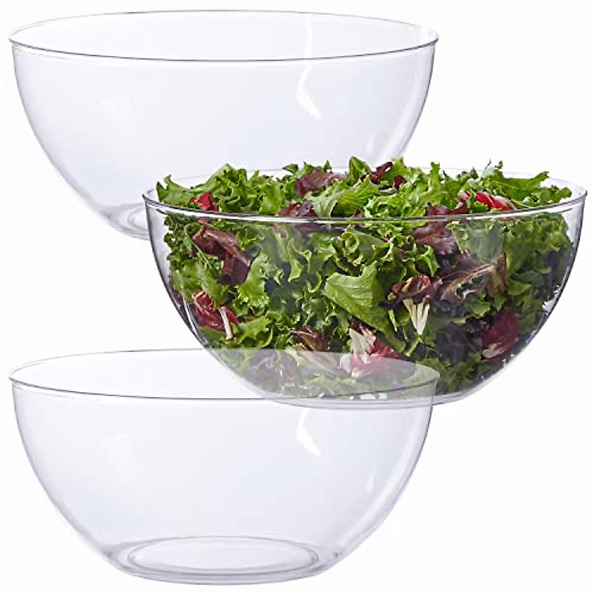 US Acrylic Vista Clear Plastic Salad and Serving 10-inch Bowls | set of 3 | Reusable, BPA-free, Made in the USA | 135 oz. capacity