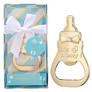 16 Pack Baby Shower Party Favors Botttle Opener for Guest,Baby Shower Souvenir Baby Shower Favors for Boy Bottle Opener for Birthday Keepsake Creative Party Decoration (Blue, 16)