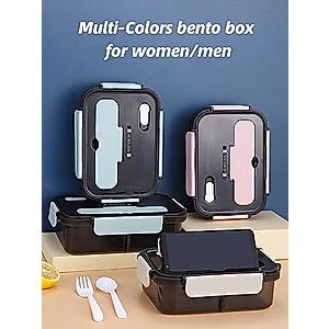 Bento Box Adult Lunch Box, 1600ML Bento Lunch Containers for Adults, Modern Minimalist Design Bento Box with Utensil, Leak-Proof Lunchbox Bento Box for Dining Out, Work, Picnic, Pink