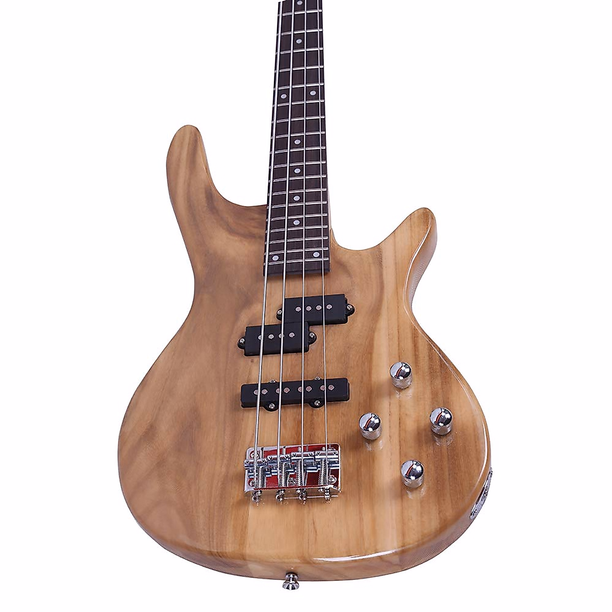 GLARRY Electric Bass Guitar Full Size 4 String Exquisite Stylish Bass with Power Line and Wrench Tool (Burlywood Color)