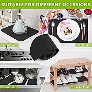 Shelf Drawer Liner for Kitchen Cabinets, Durable Pantry Shelving Liners for Tool Box Closet Refrigerator Non Stick Waterproof Plastic Cabinet Protector Liners Mat Washable, Black 11.8 x 78.7 inches