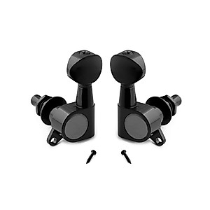Holmer Guitar String Tuning Pegs Tuning Machines Sealed Machine Heads Grover Tuners Tuning Keys Oval Button 3 Left 3 Right for Electric Guitar or Acoustic Guitar Black.