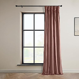 HPD Half Price Drapes Heritage Plush Velvet Curtains 96 Inches Long Room Darkening Curtains for Bedroom & Living Room 50W x 96L, (1 Panel), Wild Rose