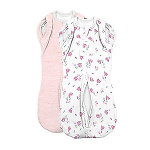 SwaddleMe Arms Free Convertible Pod – Size Large, 3-6 Months, 2-Pack (Tumbling Tulips) Zip-up Baby Swaddle Helps Transition to Arms Out Sleep for Safe Rolling and Self-Soothing