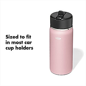 OXO Strive 16oz Wide Mouth Water Bottle with Straw Lid - Rose Quartz