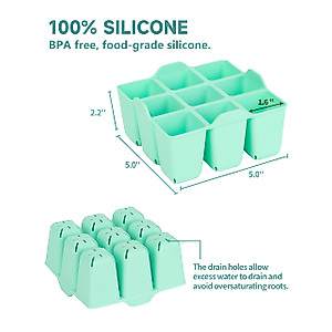 LUVCOSY 4 Packs Silicone Seed Starter Tray, Colorful Seedling Starter Trays Fit Up to 10" 10" Planting Tray, BPA-Free & Dishwasher Safe, Indoor Reusable Seedling Grow Kit for Vegetable, Flower, Herb