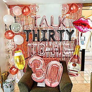 LaVenty 26 PCS Rose Gold Talk 30 to Me Balloons Talk 30 to Me Birthday Decoration Talk Thirty To Me Backdrop Talk Thirty To Me Banner 30th Birthday Decoration for Her Dirty 30 Birthday Decoration