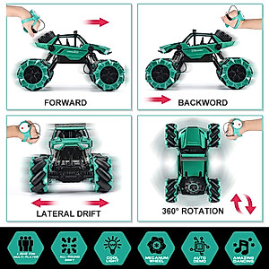 NQD Gesture Remote Control Car - 4WD Off-Road 1:14 Big Monster Stunt Car with 360° Spins All Terrain Hand Controlled Sensor Toy Cars with Lights Music for Kids Boys & Girls Birthday Gifts (BLUE)
