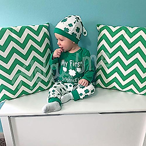 Aslaylme Baby Boy Girls St. Patrick's Day Outfit Newborn Saint Patrick's Day Clothes First St. Patrick's Day Bodysuit (Green, 3-6 Months)
