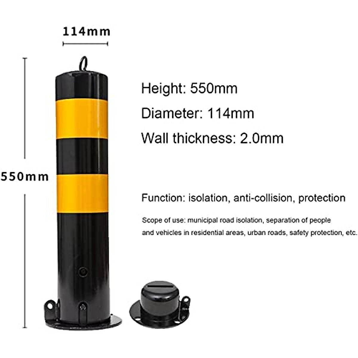 OUSIKA Parking Post, Parking Barrier, for Parking Lot Traffic Safety Street Cone, Parking Space Lock, Parking Pile, Ground Pile, Warning Column Bollard