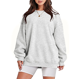 ANRABESS Sweatshirt for Women Oversized Crewneck Hoodies Fleece Casual Pullover Top Fall Fashion Outfits Clothes 2025 A1019 light gray X-Large