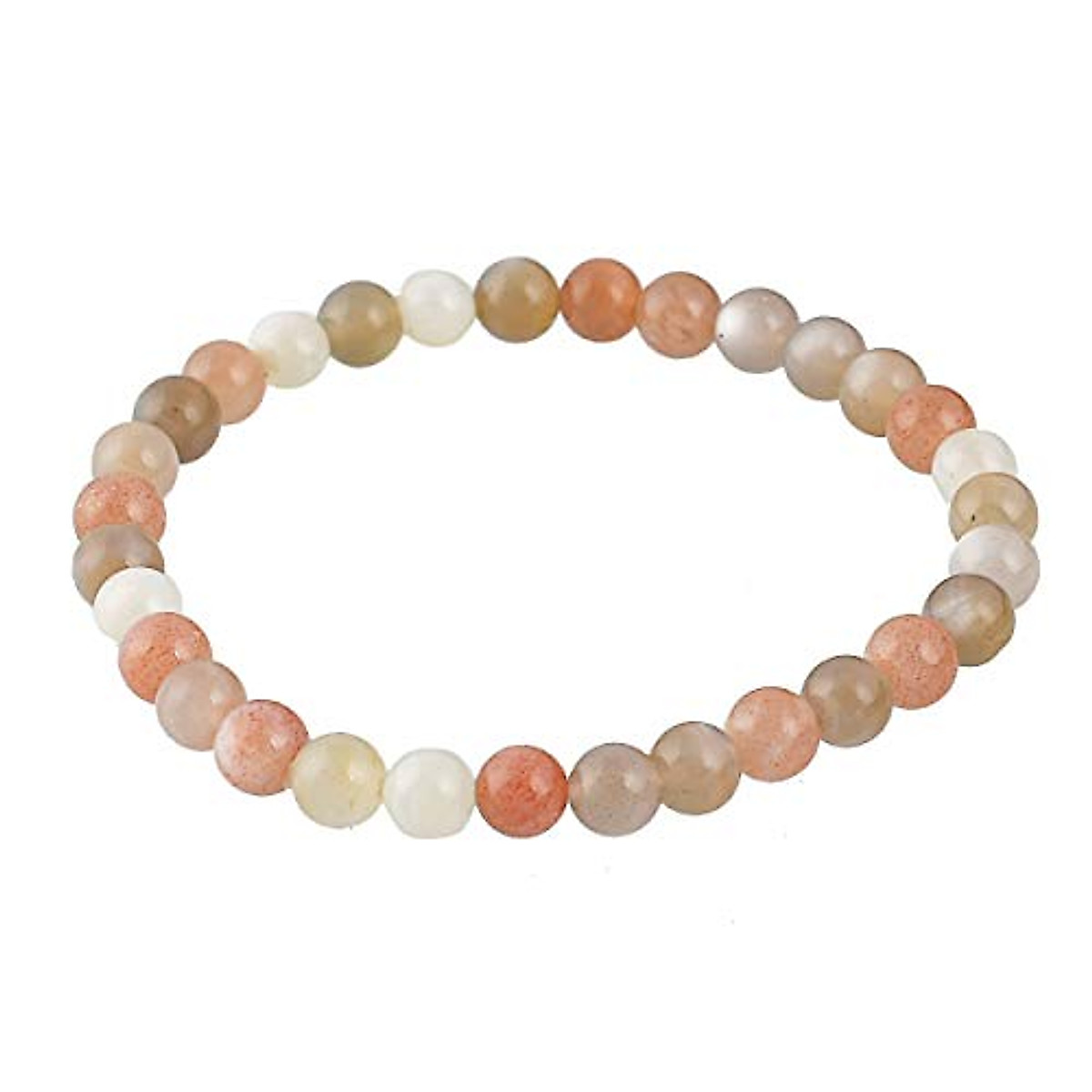 NirvanaIN Multicolor Moonstone Stretch Bracelet 6.5mm Smooth Round Polished Peach Gray White Gemstone Beads Blue Silver Flash Moonstone beads bracelet beaded Moonstone bracelet