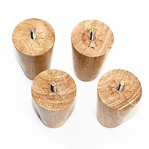 Btibpse 4" Tall Oak Furniture Legs Sofa Parts Wood Replacement Sofa Couch Chair Ottoman Loveseat Coffee Table Cabinet Feet Set of 4