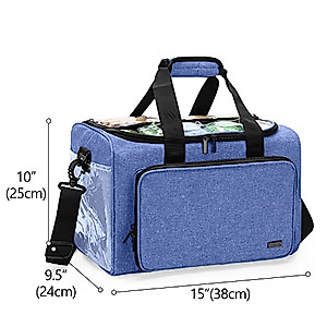 Teamoy Knitting Bag, Yarn Storage Organizer Crochet Bag with Removable Inner Divider for Yarn Skeins, Crochet Hooks, Knitting Needles and Supplies, Bag Only, Dark Blue