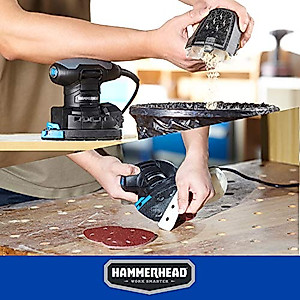 Hammerhead 1.4-Amp Multi-Function Detail Sander with 12pcs Sandpaper, Dust Collection System, and Detail Attachment - HADS014