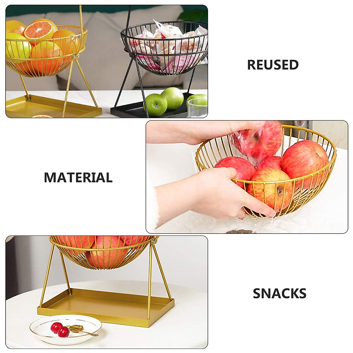 BESPORTBLE 1pc Deer Double Layer Fruit Basket Fruit Serving Basket Dry Fruit Holder Thank You Bags Wire Fruit Basket Fruits Metal Baskets Tabletop Decor Iron Household Fruit Dish