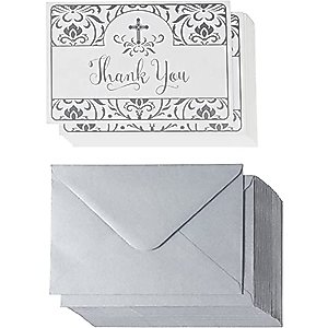 Thank You Postcard Set with Envelopes, Religious Greeting Cards, Floral Design (48 Pack)