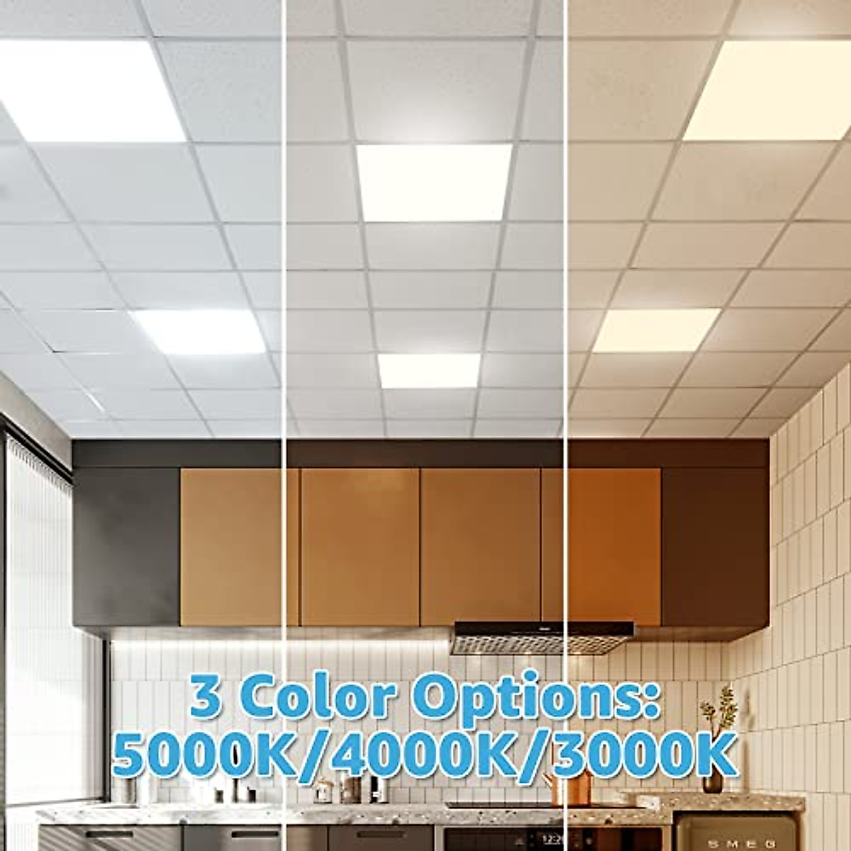 Art3d 2x2FT LED Flat Panel Light, Selectable CCT 3000/4000/5000K, 0-10V Dim 5500LM Flush Mount Ceiling Light, UL&ETL Listed, 1 Pack
