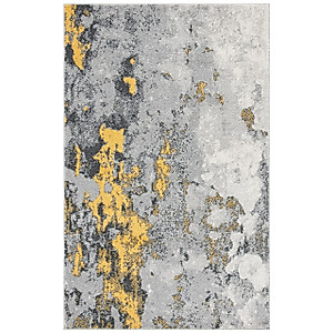 SAFAVIEH Adirondack Collection Area Rug - 5'1" x 7'6", Grey & Yellow, Modern Abstract Design, Non-Shedding & Easy Care, Ideal for High Traffic Areas in Living Room, Bedroom (ADR134H)