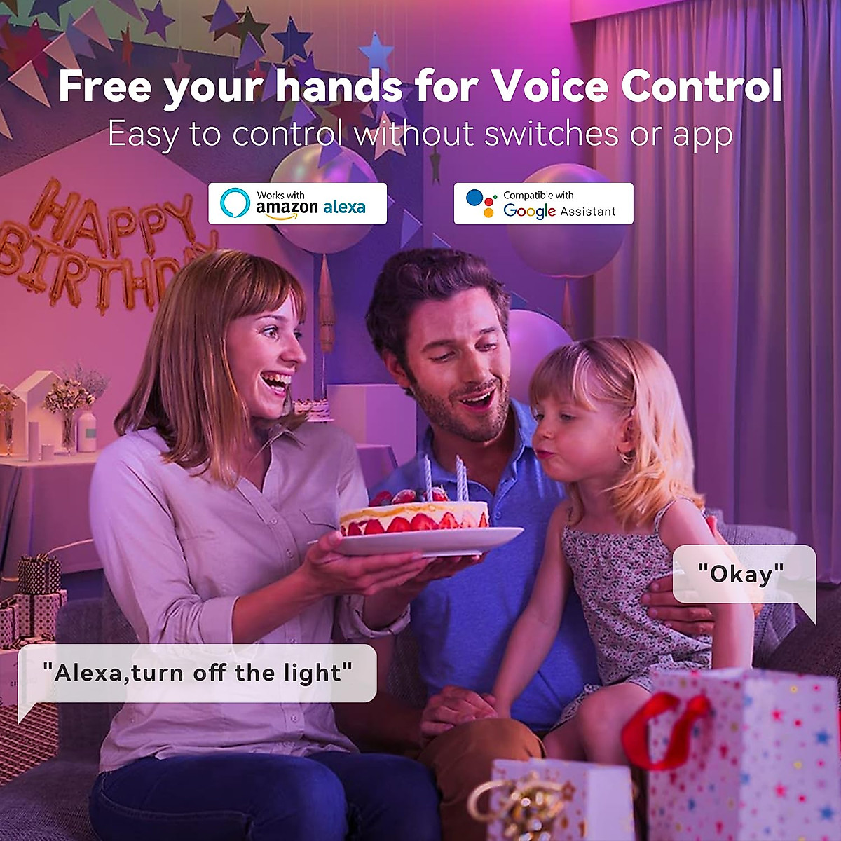 TJOY 6 Pack Smart Light Bulbs, Bluetooth WiFi Led Bulb Work with Alexa&Google Assistant, RGB Color Changing Bulbs, Music Sync, 9W(60W Equivalent), A19 E26 800LM, 2.4Ghz WiFi only