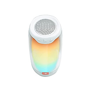 JBL Pulse 4 Waterproof Portable Bluetooth Speaker with Light Show - White (Renewed)