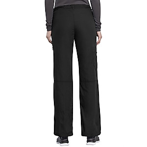 Cherokee Women's Low Rise Drawstring Cargo Scrub Pant, Black, Medium