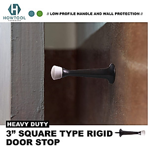 Door Stops 3 Inch Rigid with Rubber Pin Oil Rubbed Bronze Black, 5 Pack | HOWTOOL