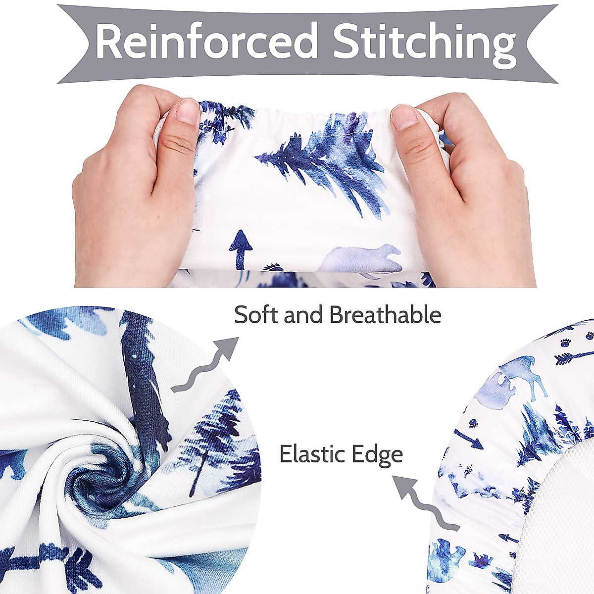 Pea Pod Bassinet Sheets Set 2 Pack for Baby Boy Girls, Soft Jersey Knitted Fitted Sheets for Cradle or Bassinet Pad Oval Rectangle and Hourglass Bassinet Mattress, Woodland Animal