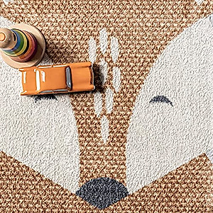 nuLOOM Talia Bashful Fox Kids Machine Washable Area Rug, 5x8, Beige