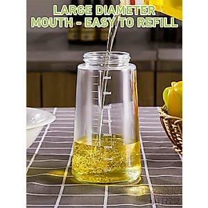 TrObayee 14oz Olive Oil Dispenser for Kitchen -2 in 1 Glass Oil Sprayer and Oil Dispenser,420ml Oil Bottles for Cooking,Air Fryer, Baking,Salad, Frying, BBQ (Black)