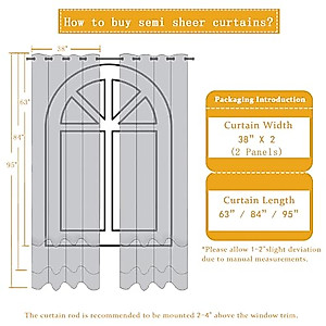 Fragrantex White and Yellow Sheer Curtains for Bedroom 95 inch Long 2 Panels Floral Embroidered Gold Leaf Silver Patterned Curtains & Drapes 3" Rod Pocket Window Treatment Set,38" Wx95 L