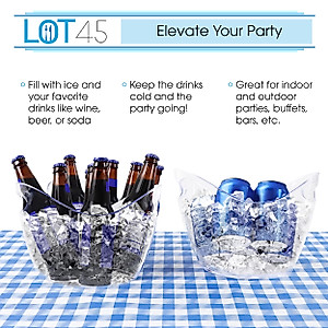 Lot45 Acrylic Beverage Bucket 2pc Set - 3.5 Liter Clear Party Beverage Tub Set - Indoor or Outdoor Bottle Drink Chiller