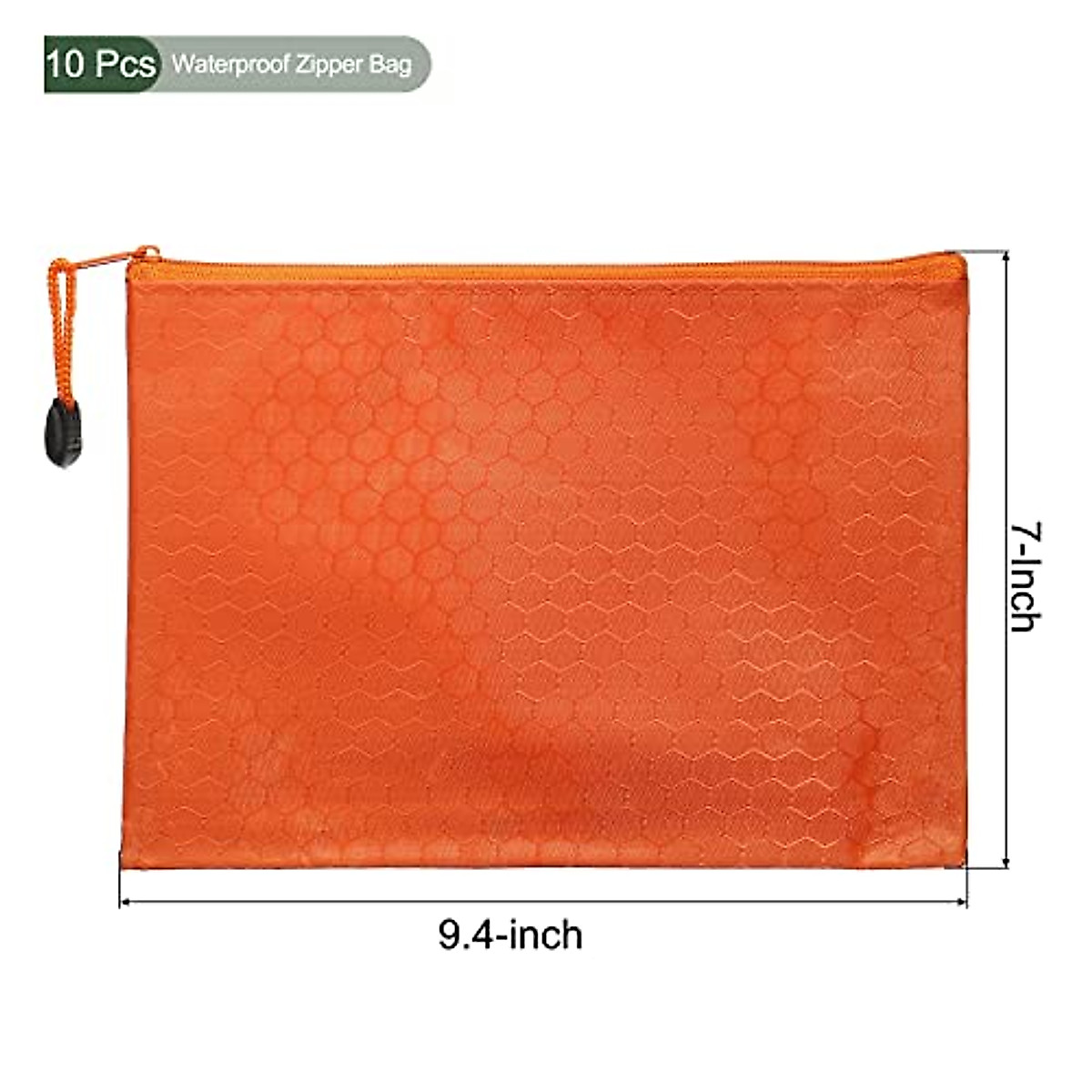 YOKIVE 10 Pack Waterproof Zipper Bags, Pencil Case Travel Storage Bag | Makeup Supply Files Organizer Pouch, Great for Office(Orange, A5)