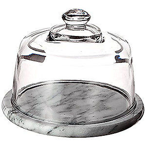 Norpro Glass Cheese Dome with Marble Base , Off-White