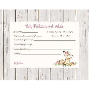 Deer Baby Shower Wish Cards Girl Pink Predictions and Advice Card Mommy and Me Forest Woodland Watercolor Flowers Forest Animals Pink Oh Dear Girls Oh Deer Parental Wisdom Hopes Dreams Girl (24 Count)