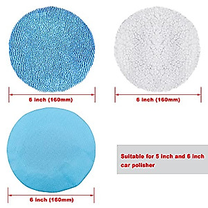 SIQUK 12 Pieces Car Polisher Pad Bonnet 5-6 Inch Polishing Bonnets Microfiber Waxer Bonnet Polishing Pad Bonnet Buffing Pad Cover Buffer Bonnets for Car Polisher